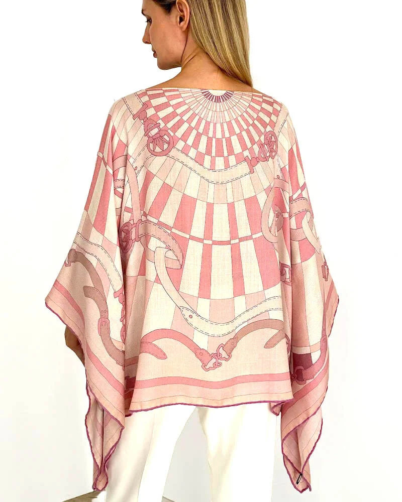 CASHMERE PRINTED PONCHO: FIRENZE: PINK – Shop Cindy Halle